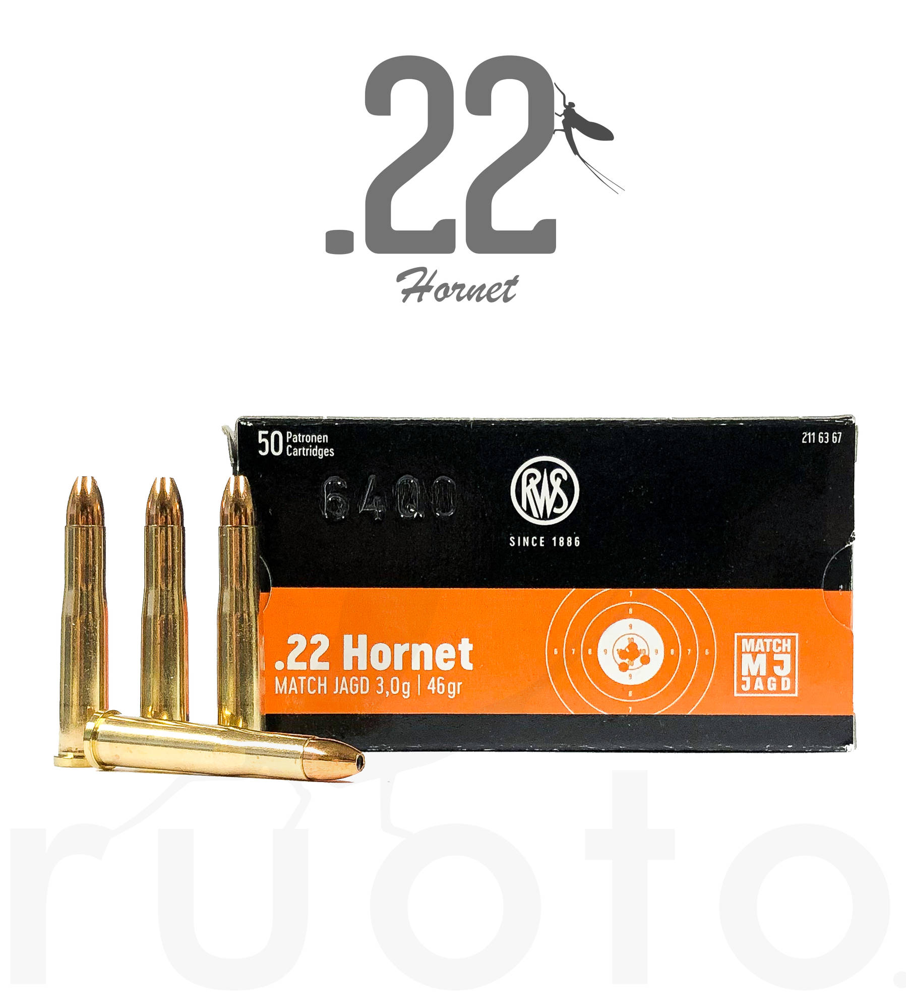 RWS Match Jagd HP .22 Hornet 3,0g 50pcs Metsästyspatruuna 50kpl - Ruoto.fi verkkokauppa